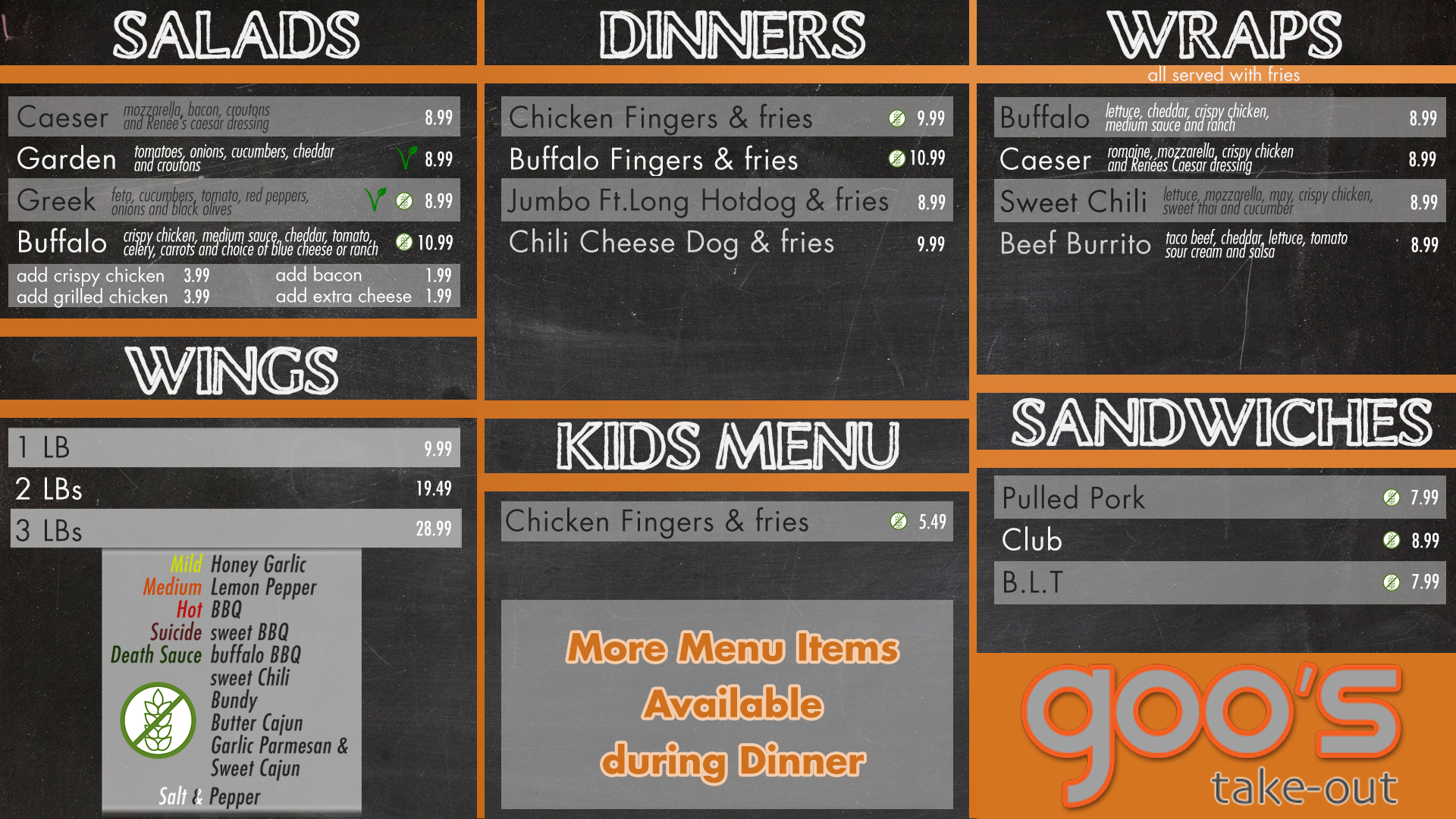 Goo's Take-Out | Menu
